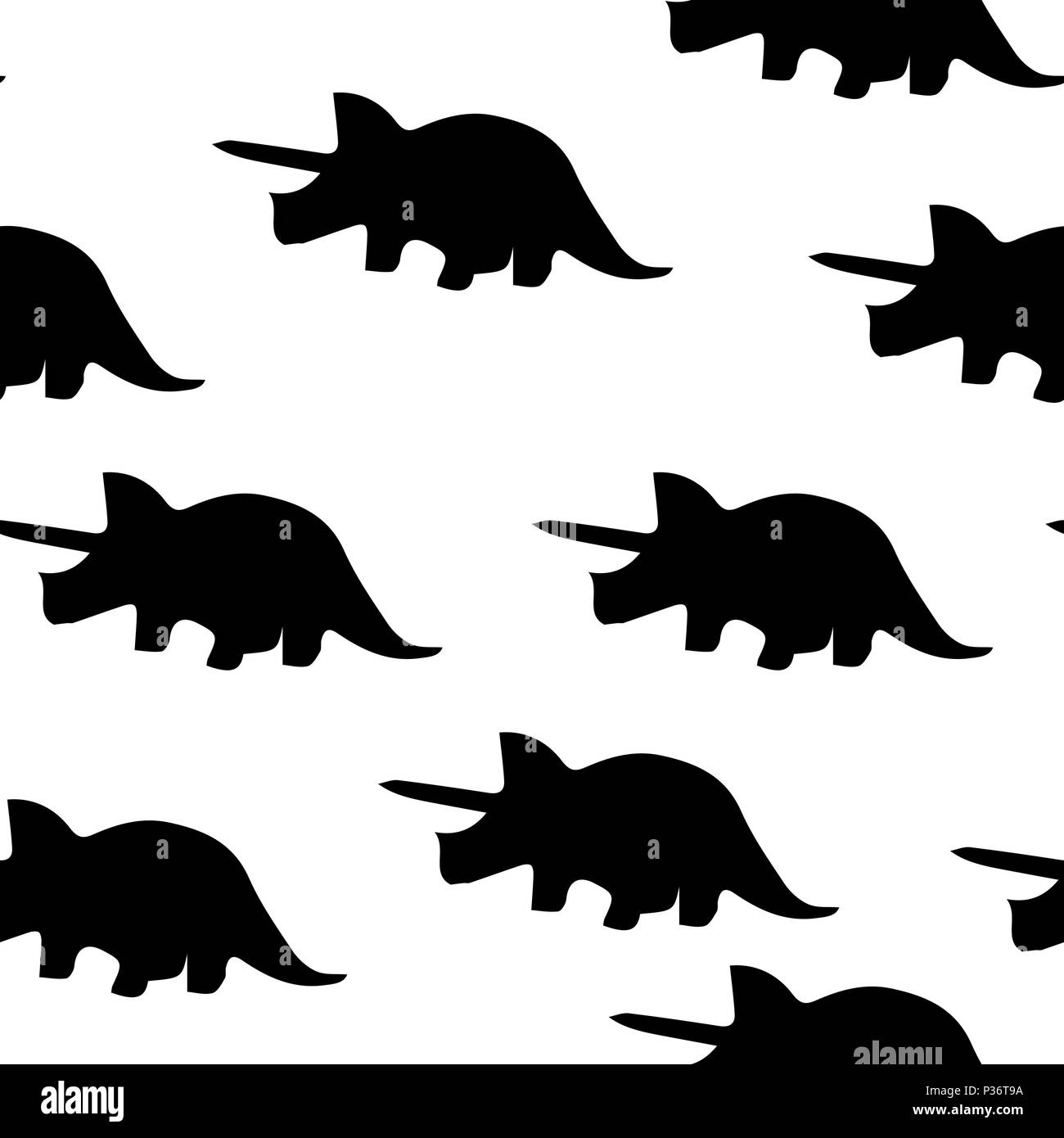 Seamless pattern of silhouettes of triceratops. Vector illustration ...