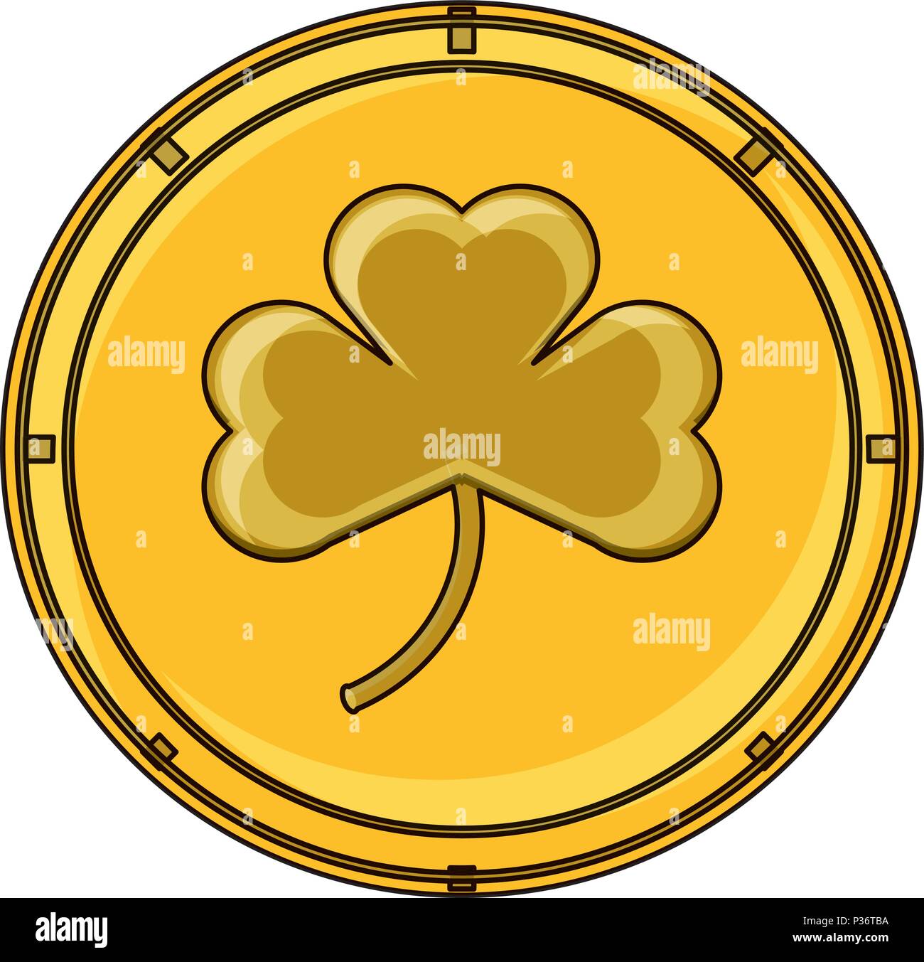 coin with clover icon over white background, vector illustration Stock ...