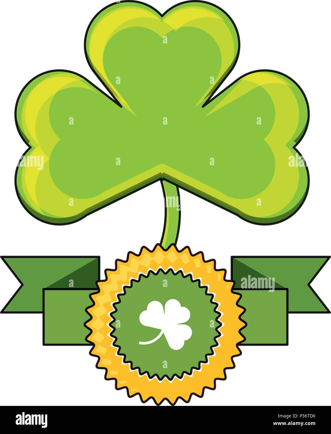 clover with decorative seal stamp over white background, vector ...