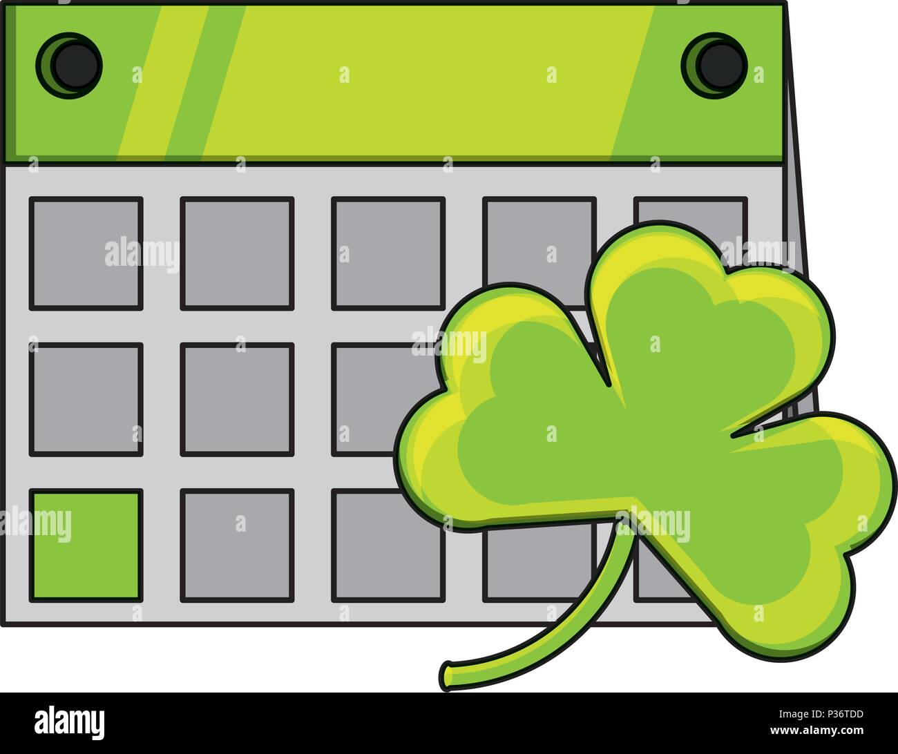 calendar with clover icon over white background, vector illustration ...