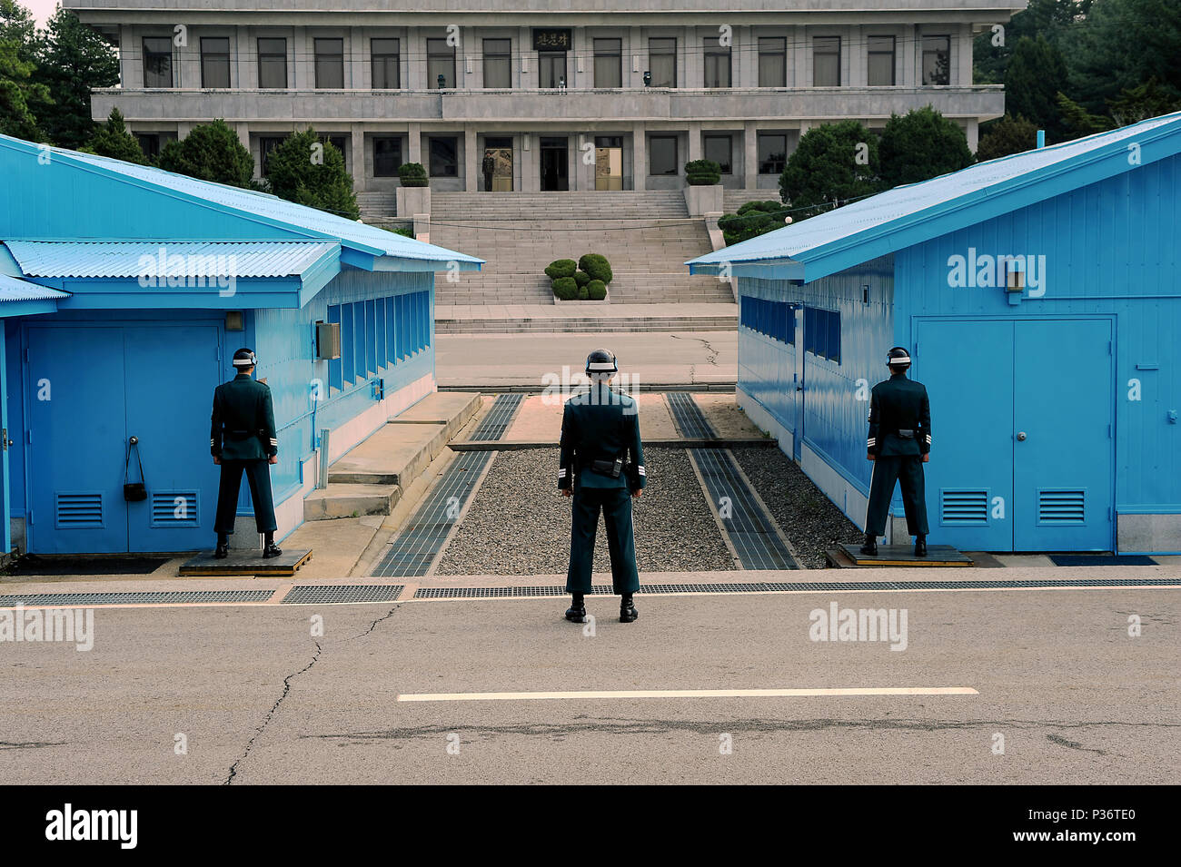 Panmunjeom, South Korea, South Korean guards at the border strip Stock ...
