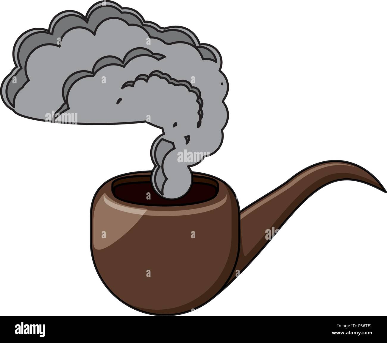 Smoking Pipe With Smoke over white background, colorful design. vector ...