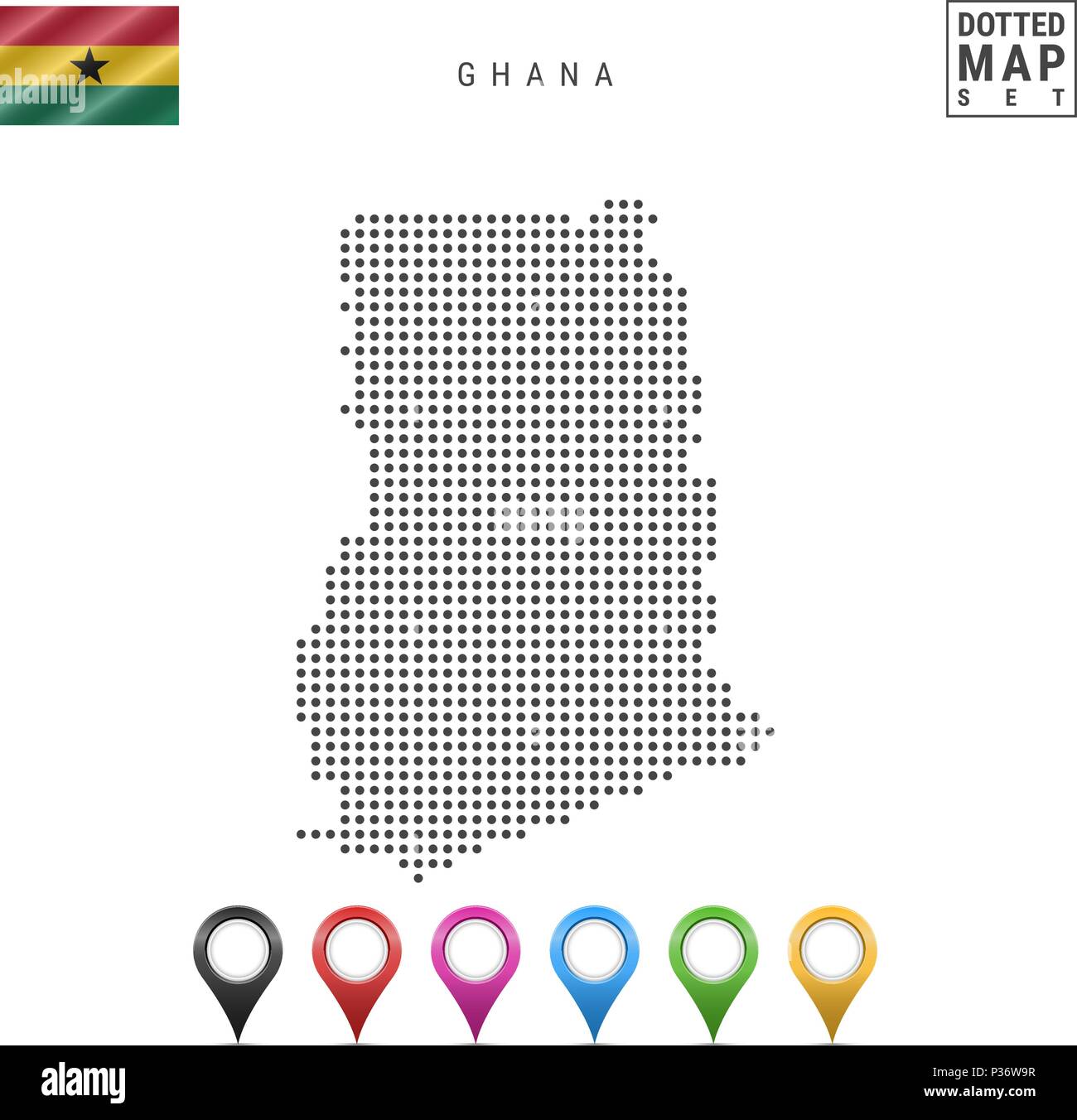 Vector Dotted Map of Ghana. Simple Silhouette of Ghana. The National ...