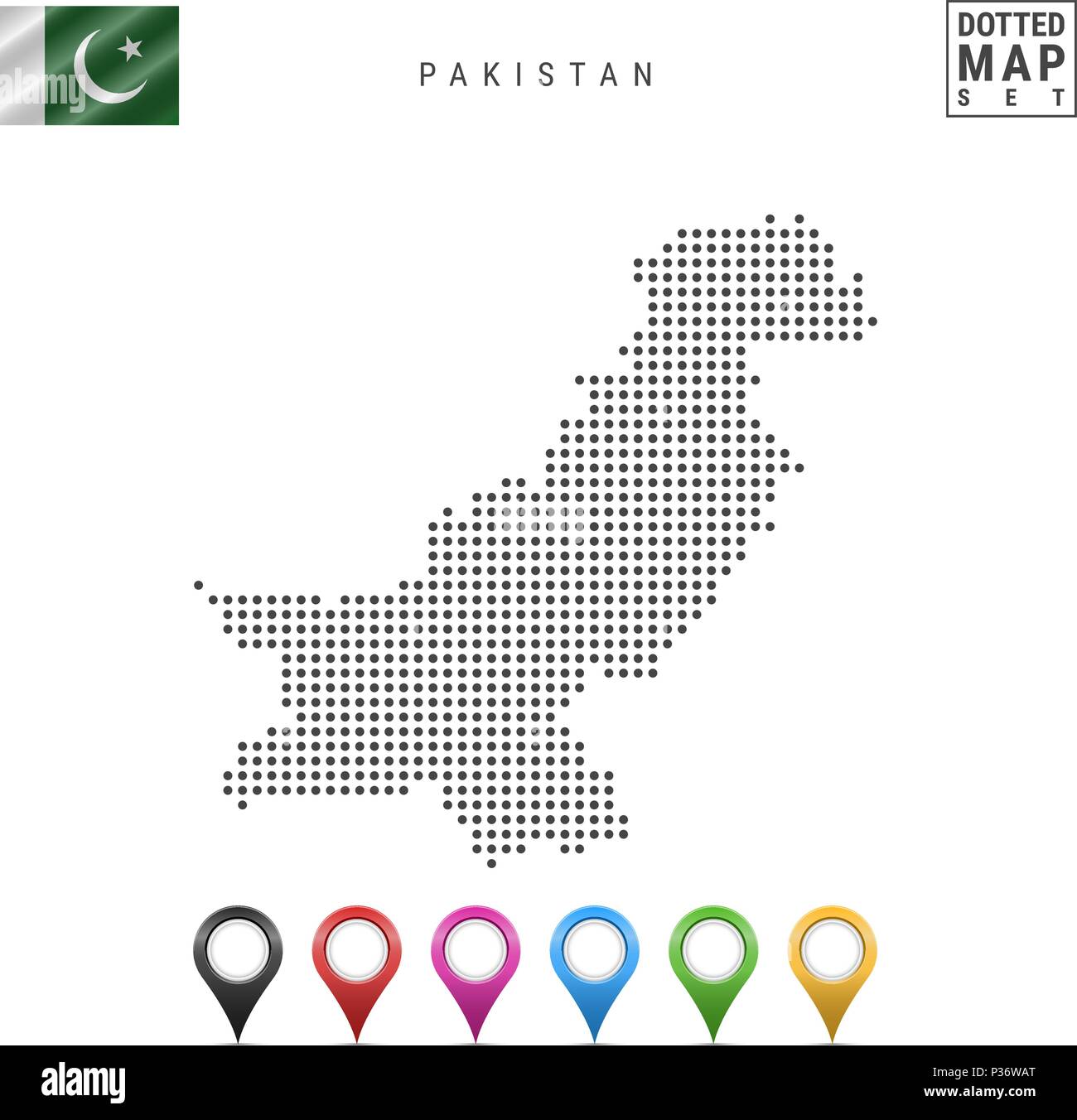 Vector Dotted Map of Pakistan. Simple Silhouette of Pakistan. National ...