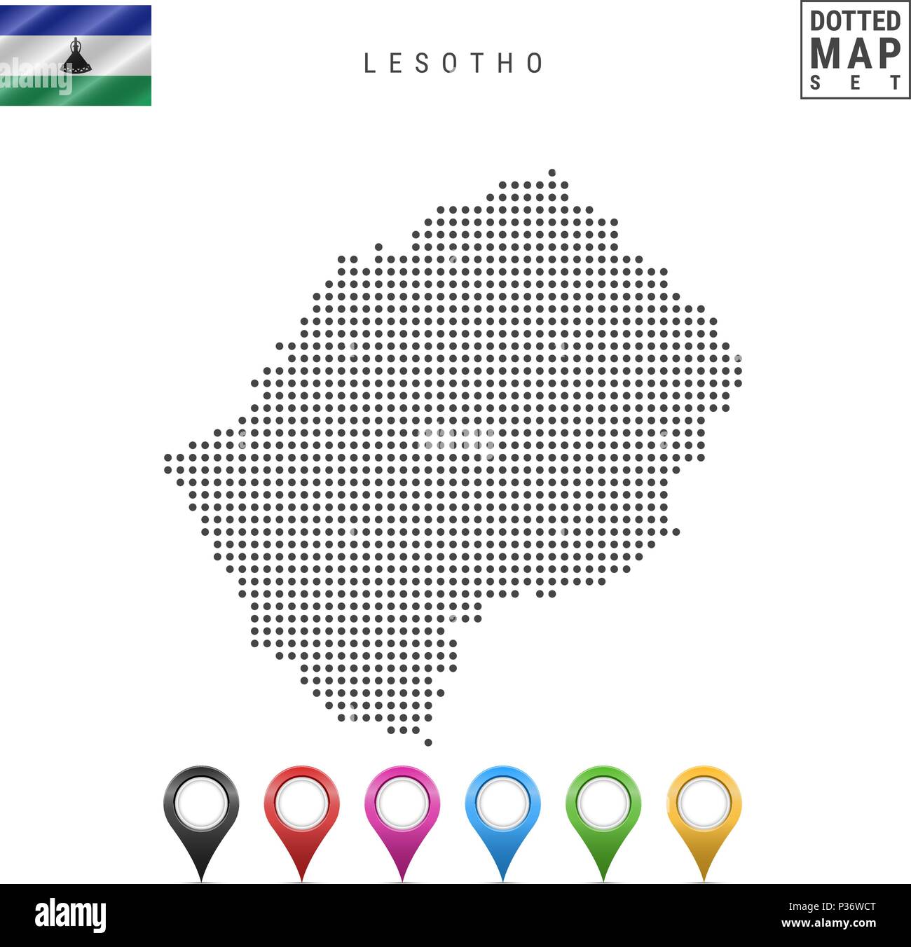 Vector Dotted Map of Lesotho. Simple Silhouette of Lesotho. National ...