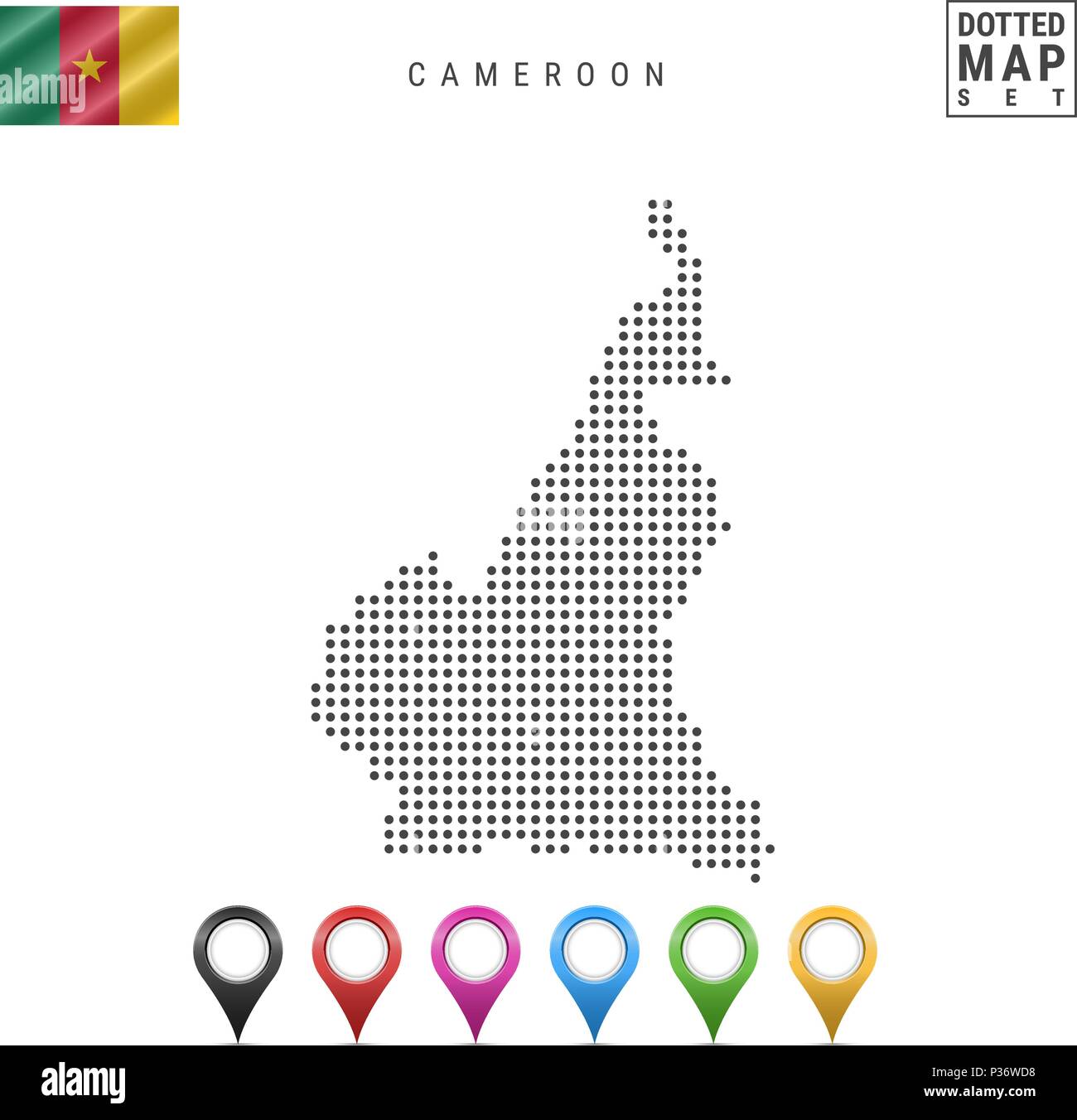 Vector Dotted Map of Cameroon. Simple Silhouette of Cameroon. National ...