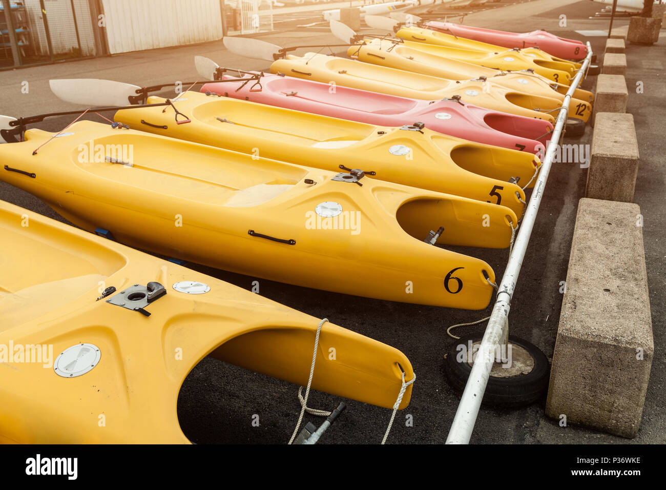 Morgat, France 31 May 2018 Catamarans storage without sails parked on ...