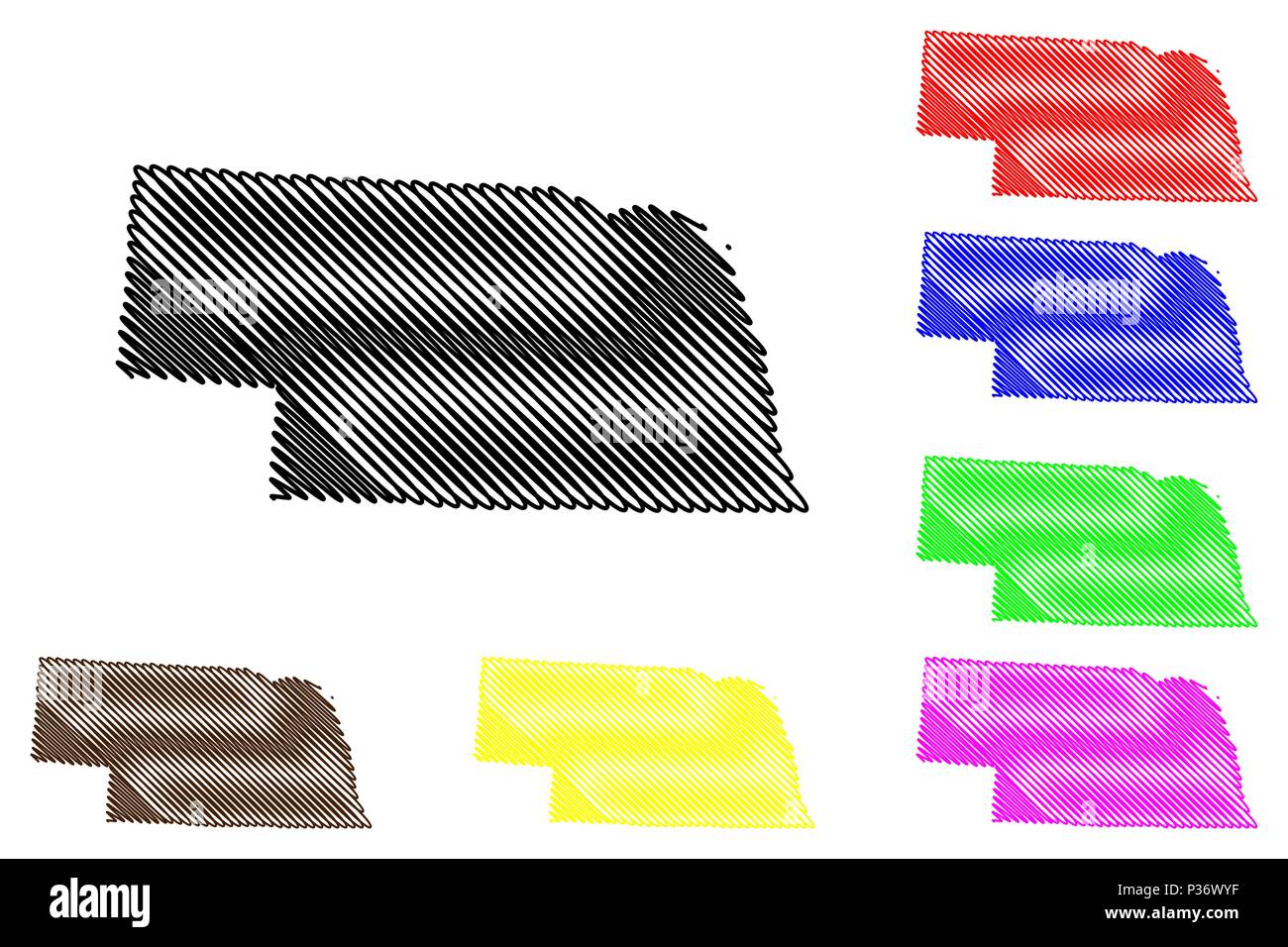 Nebraska map vector illustration, scribble sketch Nebraska map black ...