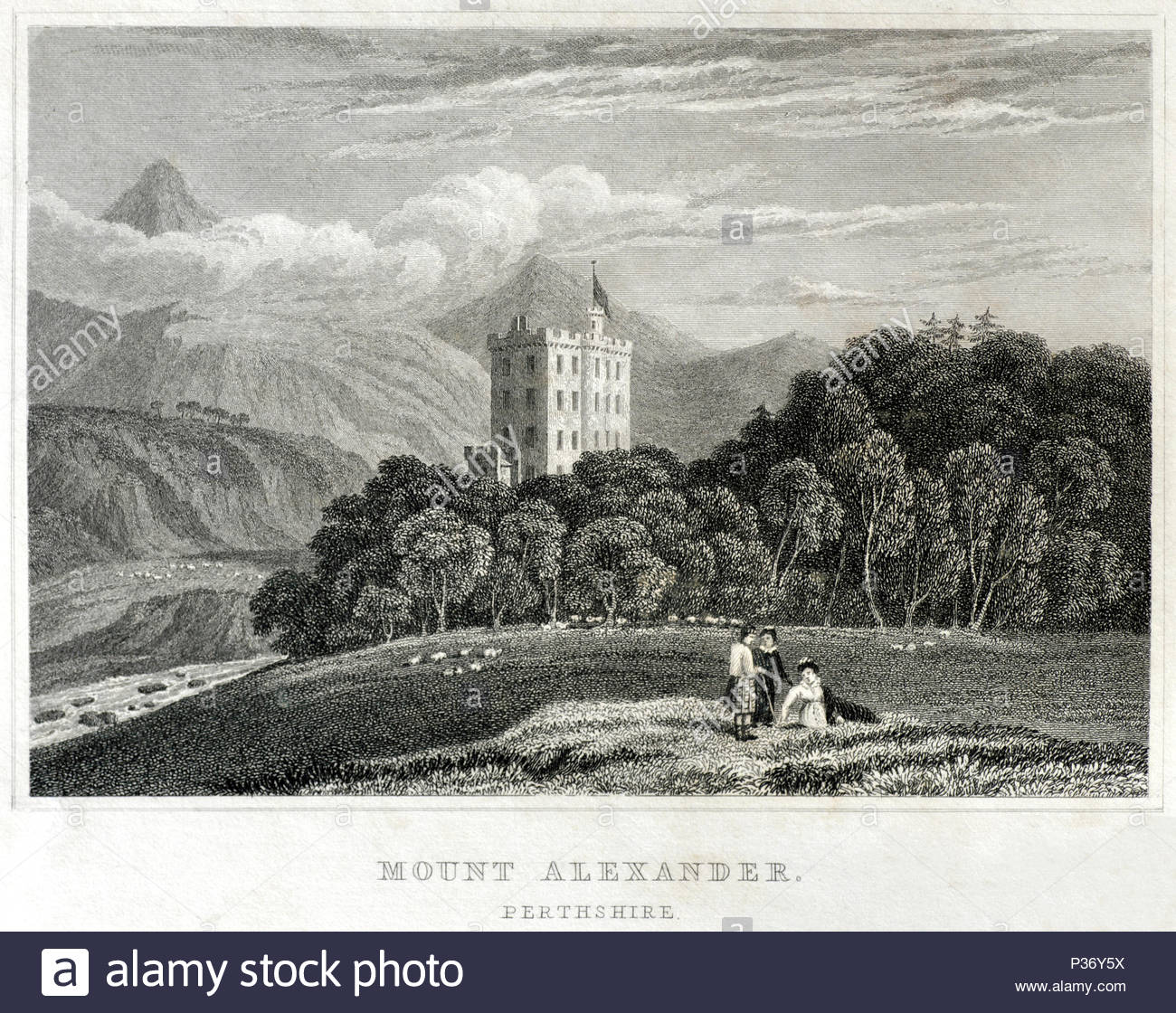 Mount Alexander, Perthshire, antique engraving from 1829 Stock Photo ...