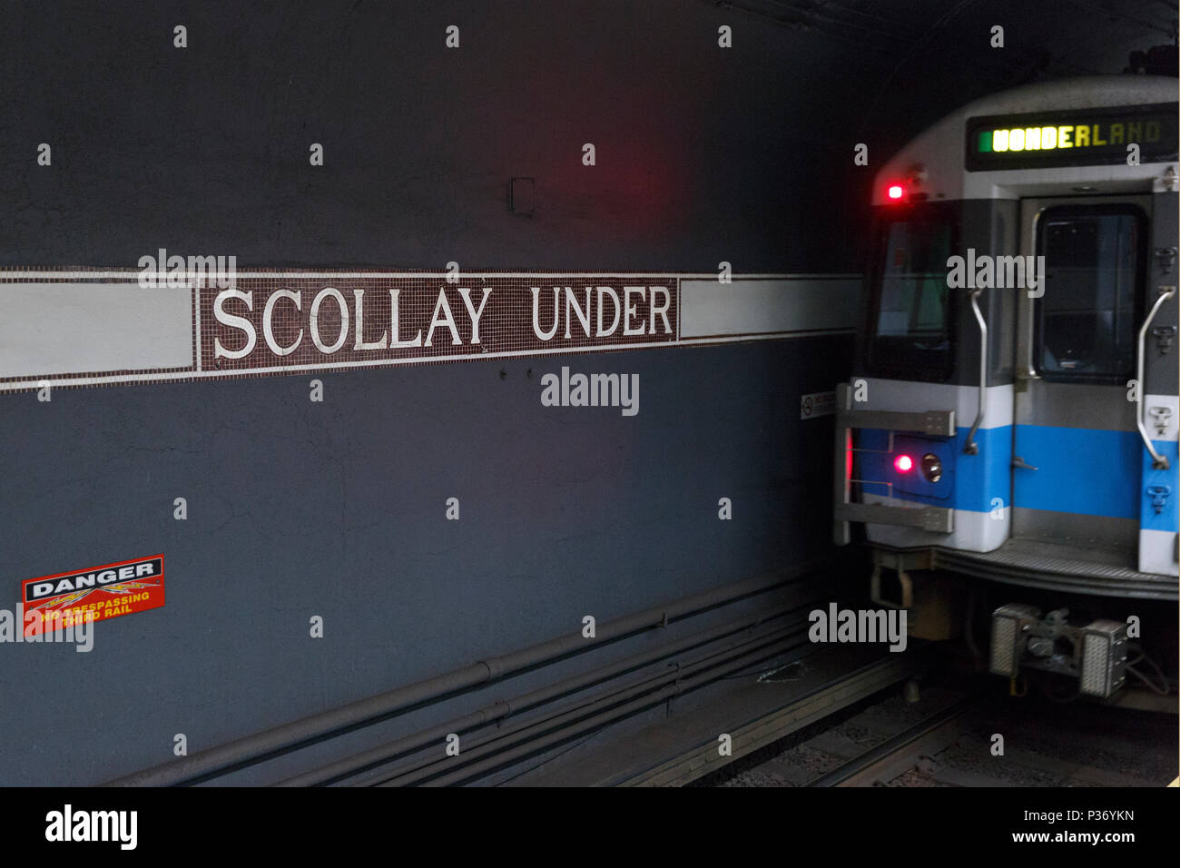 Old subway sign in the Blue Line Government Center subway station ...