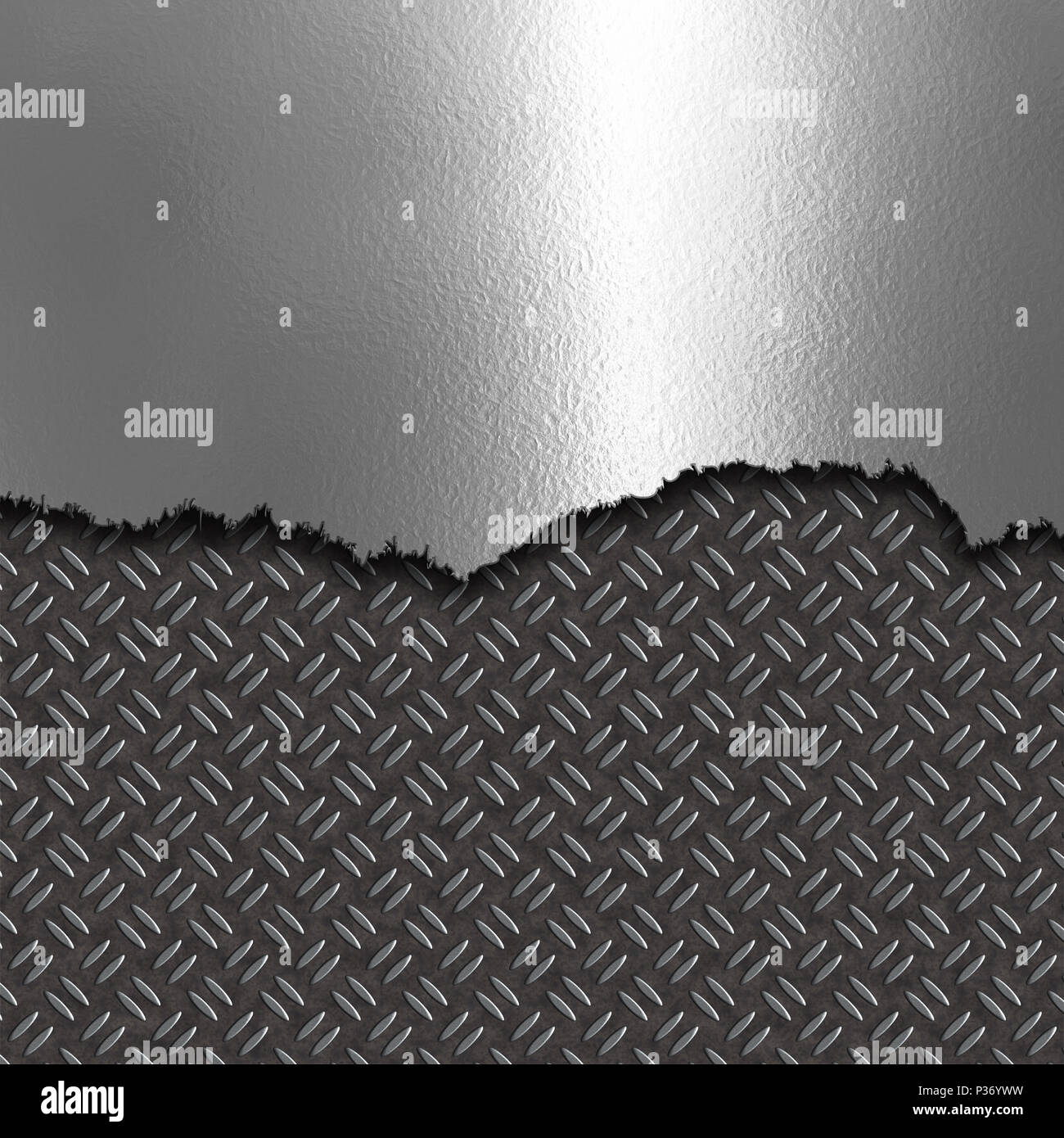 Damaged chrome metal on a diamond plate texture background Stock Photo ...