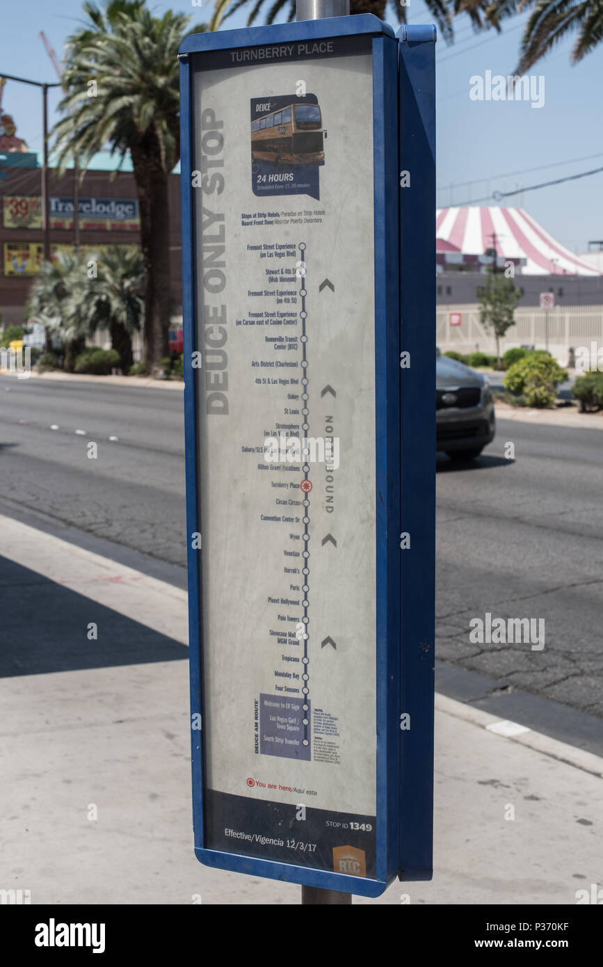 Bus stop signs along the Las Vegas strip Stock Photo - Alamy
