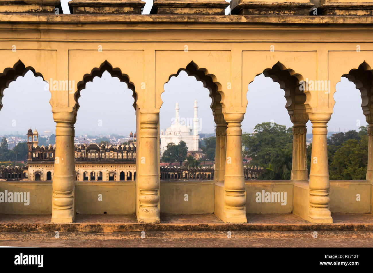 Mosque seen through the arches of the bara imambara in lucknow Stock ...