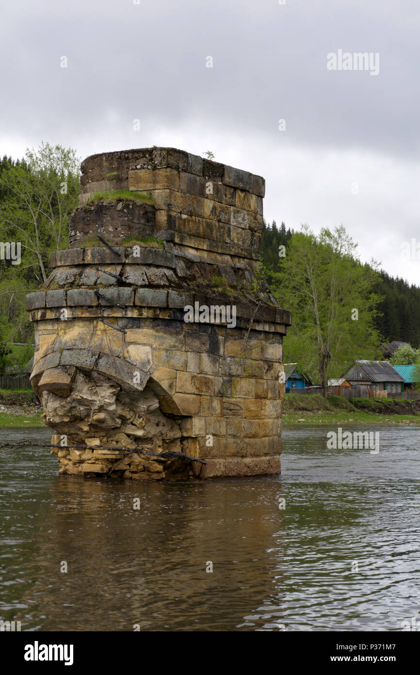 support of an ancient river bridge destroyed by an ice break across the ...