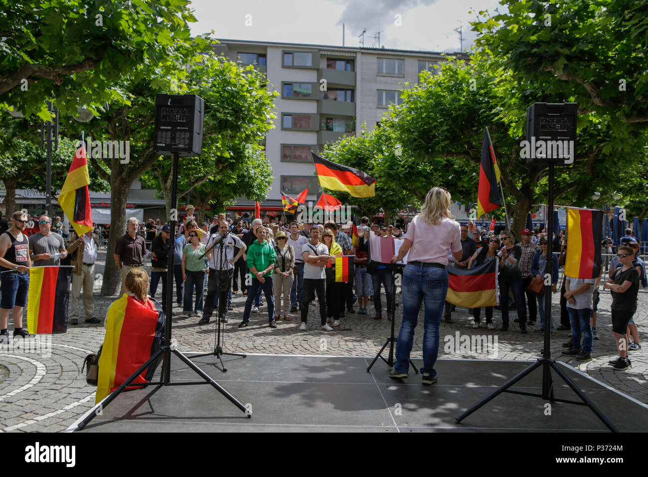 Frankfurt, Germany. 17th Jun, 2018. Heidi Mund addresses the rally ...