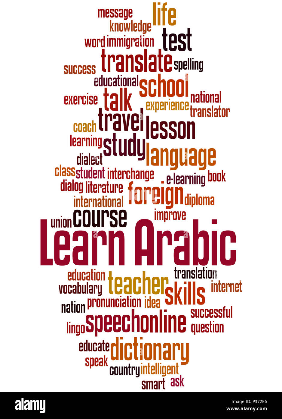 Learn Arabic, word cloud concept on white background Stock Photo - Alamy