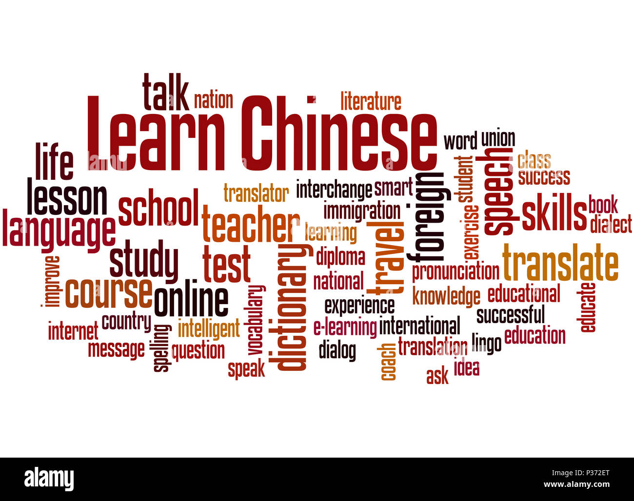 Learn Chinese, word cloud concept on white background Stock Photo - Alamy