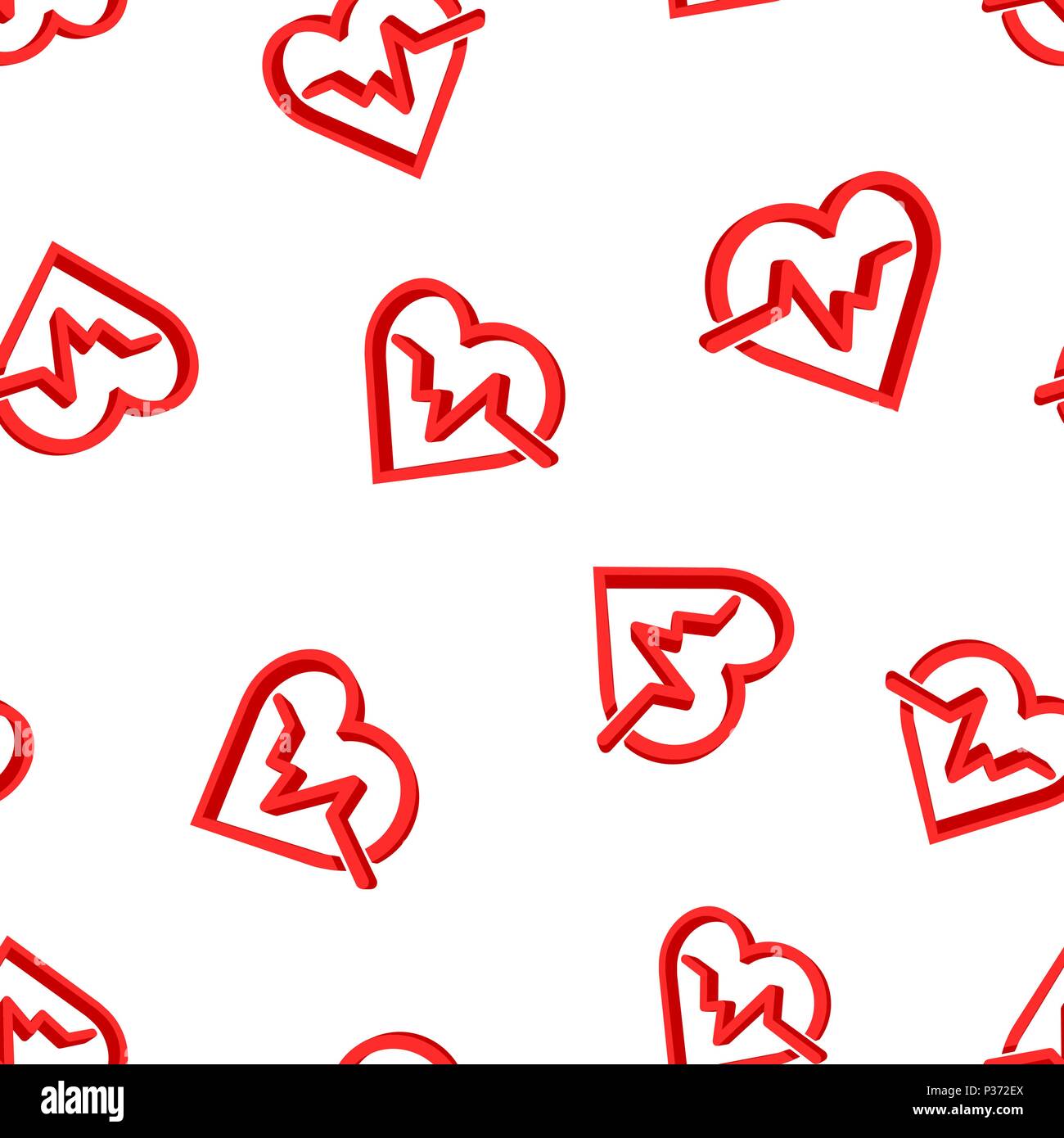 Heartbeat line with heart icon seamless pattern background. Business ... Heartbeat line with heart icon seamless pattern background. Business ...