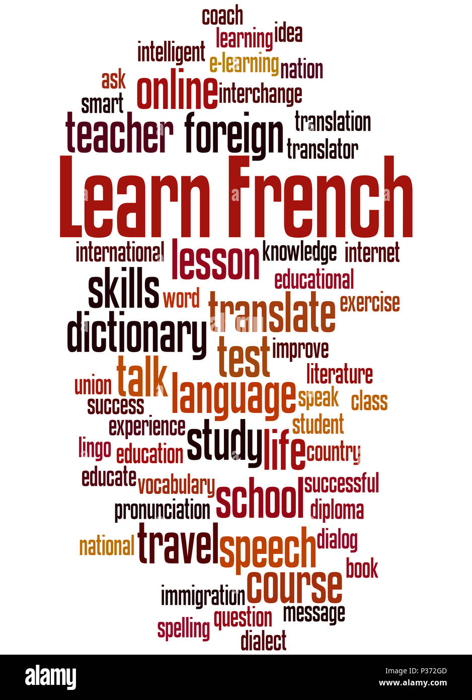 Learn French, word cloud concept on white background Stock Photo - Alamy