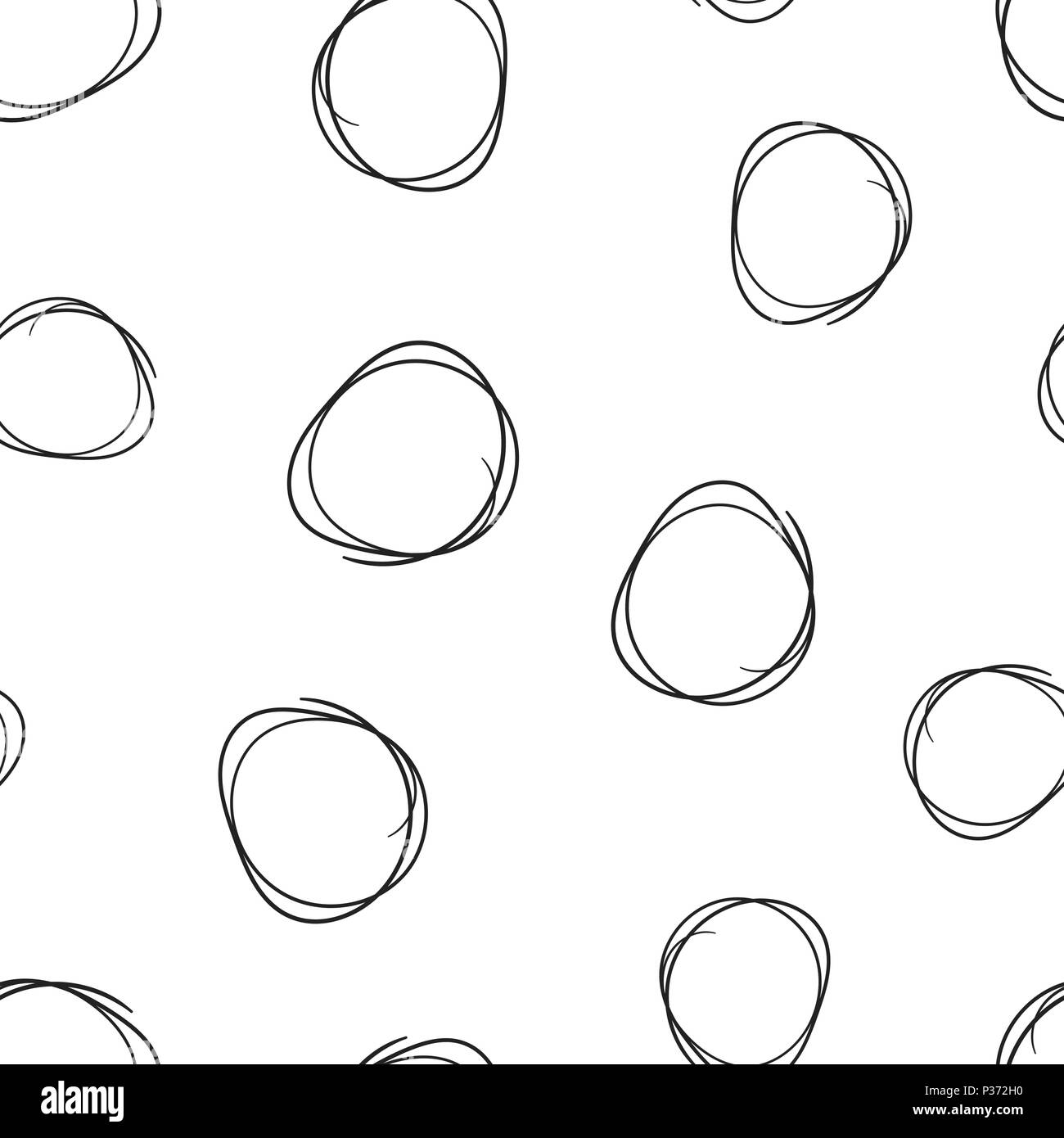 Hand drawn scribble circles line sketch icon seamless pattern ...