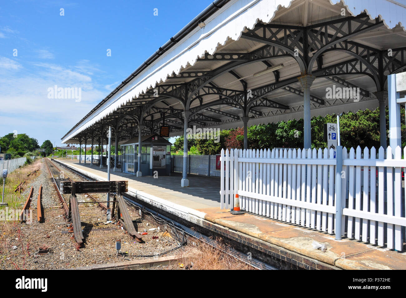 Buffer stop and the shortend remaining railway station platform at ...