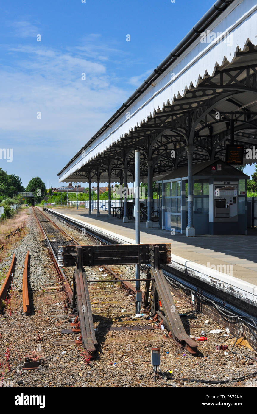 Buffer stop and the shortend remaining railway station platform at ...
