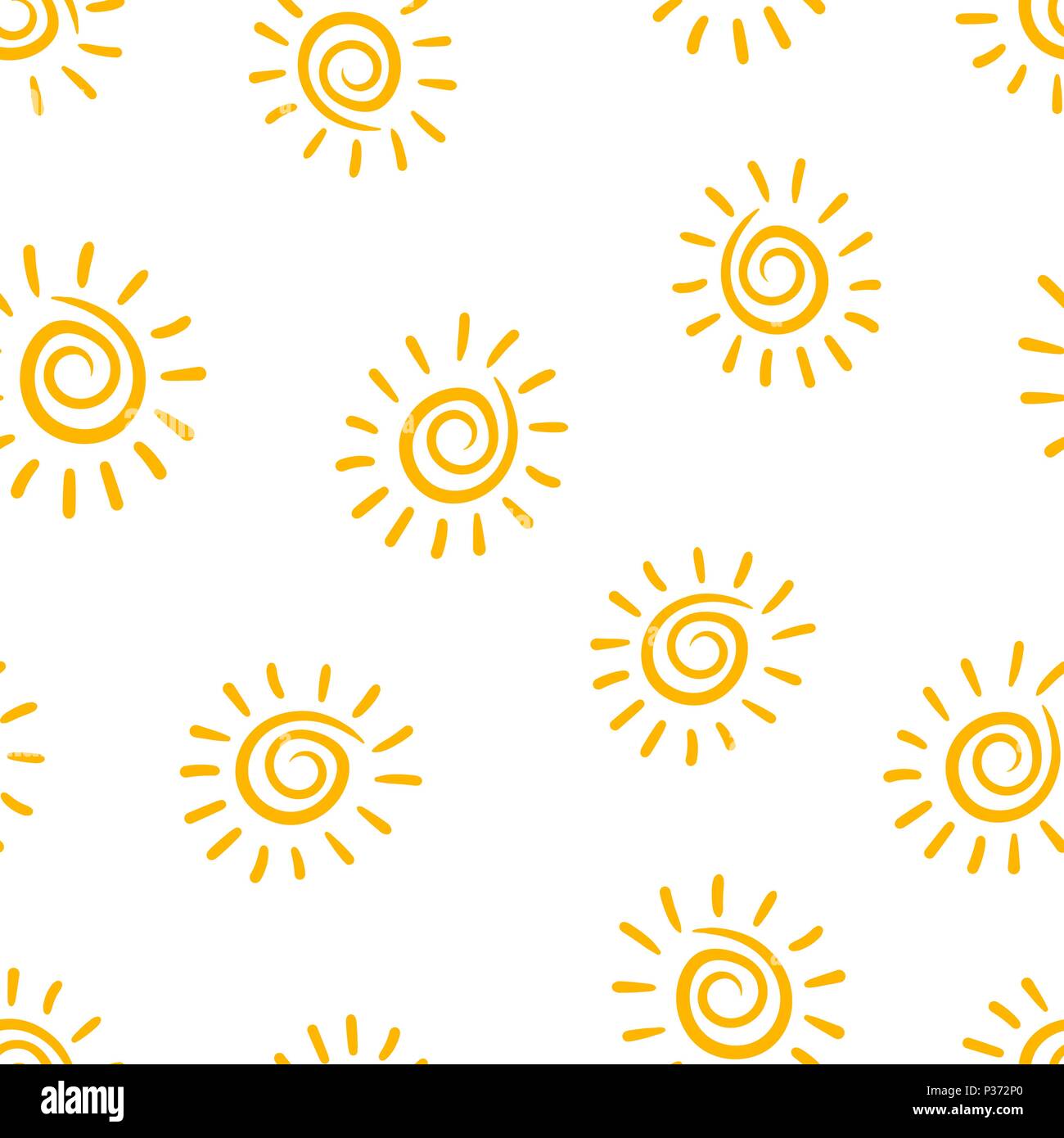 Hand drawn sun icon seamless pattern background. Business concept ...