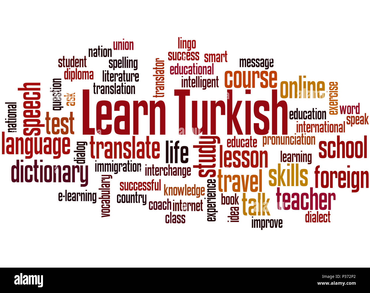 Learn Turkish, word cloud concept on white background Stock Photo - Alamy