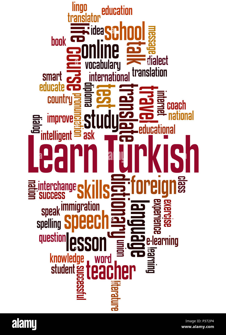 Learn Turkish, word cloud concept on white background Stock Photo - Alamy