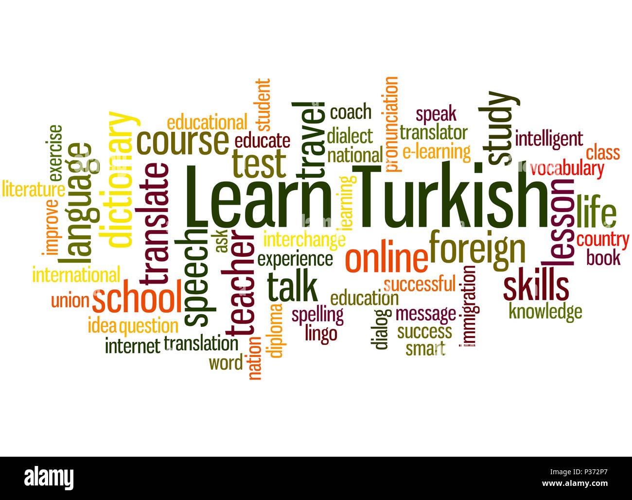 Learn Turkish, word cloud concept on white background Stock Photo - Alamy