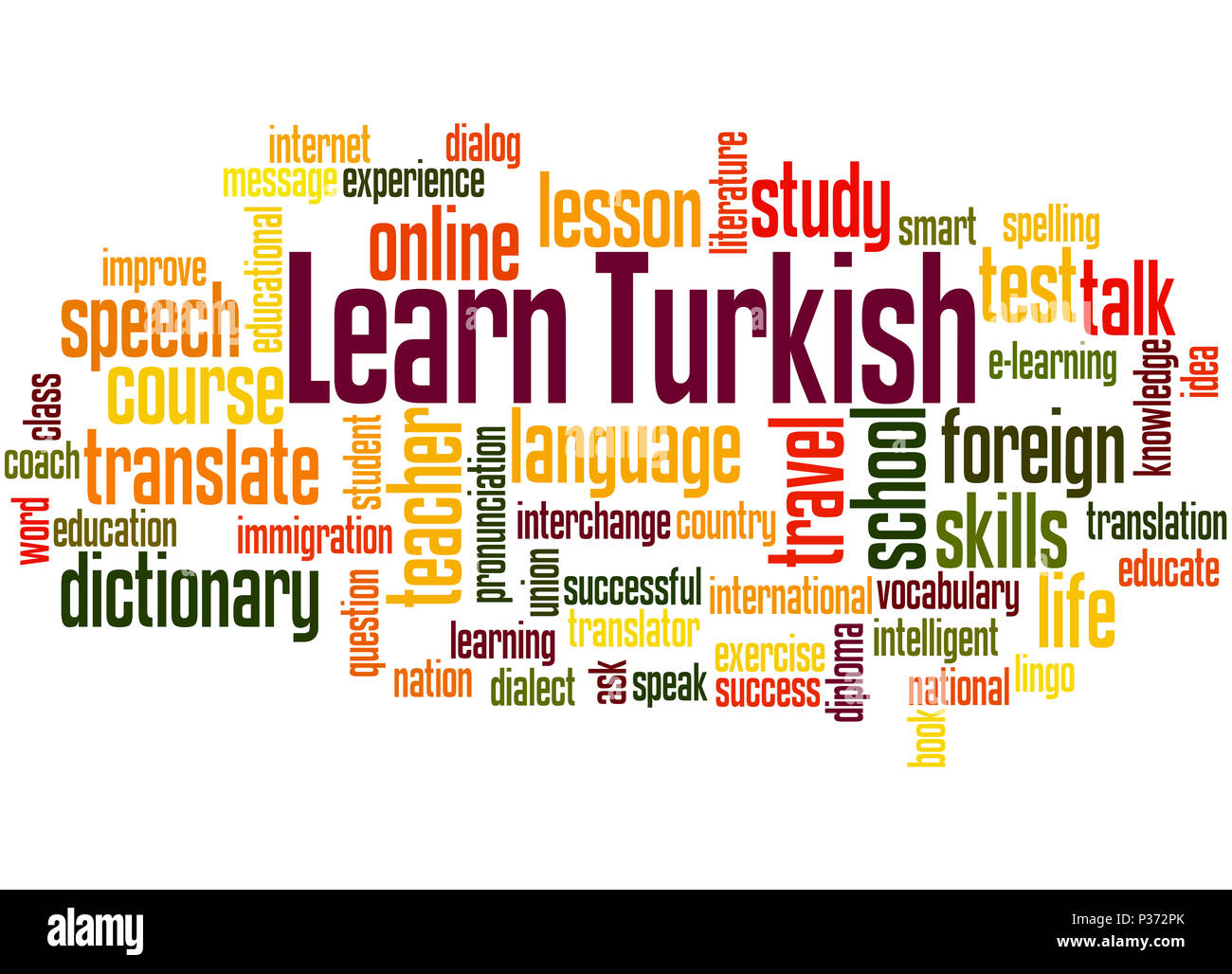 Learn Turkish, word cloud concept on white background Stock Photo - Alamy