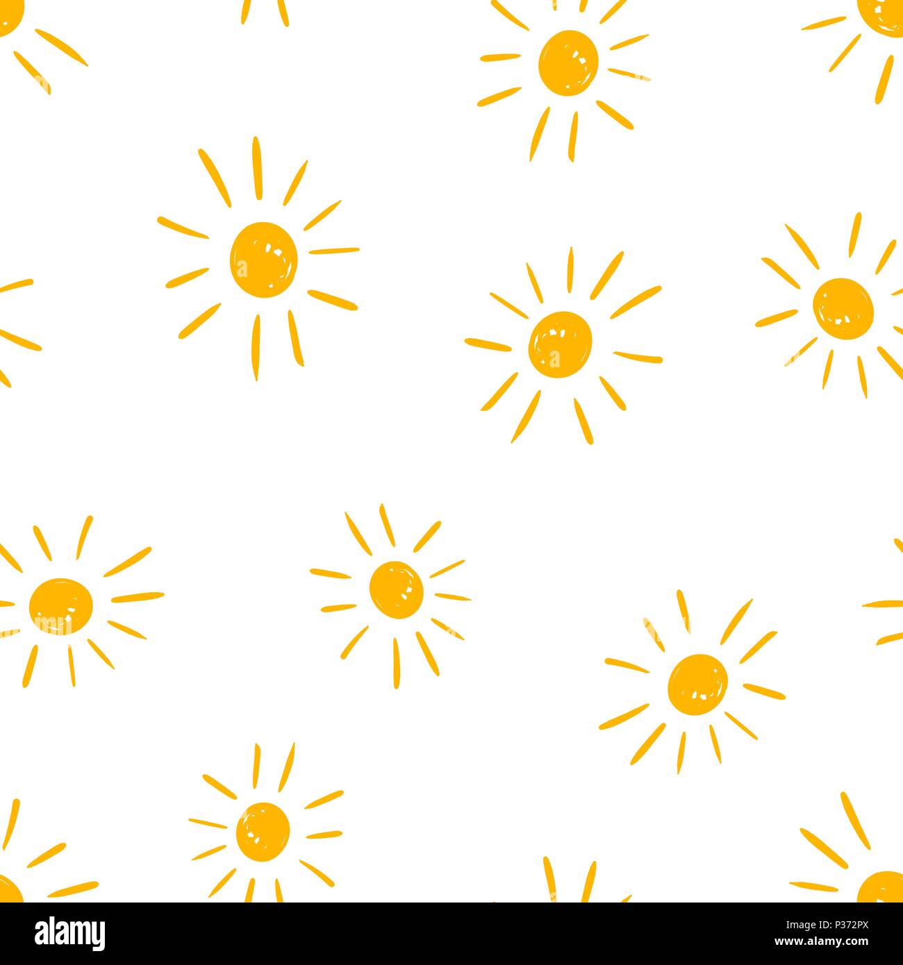 Hand drawn sun icon seamless pattern background. Business concept ...