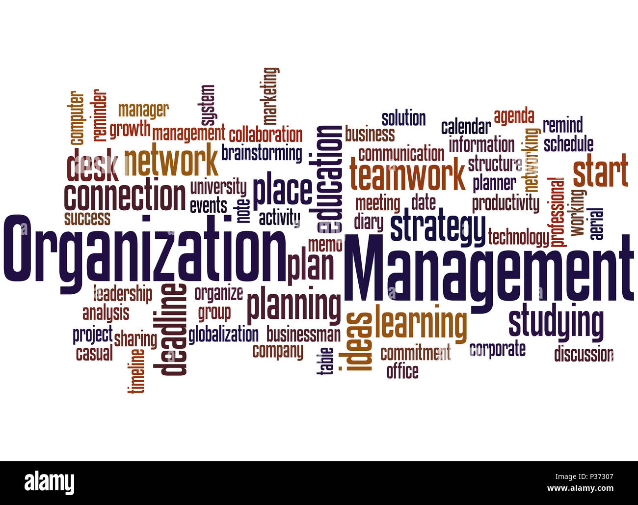 Organization Management, word cloud concept on white background Stock ...