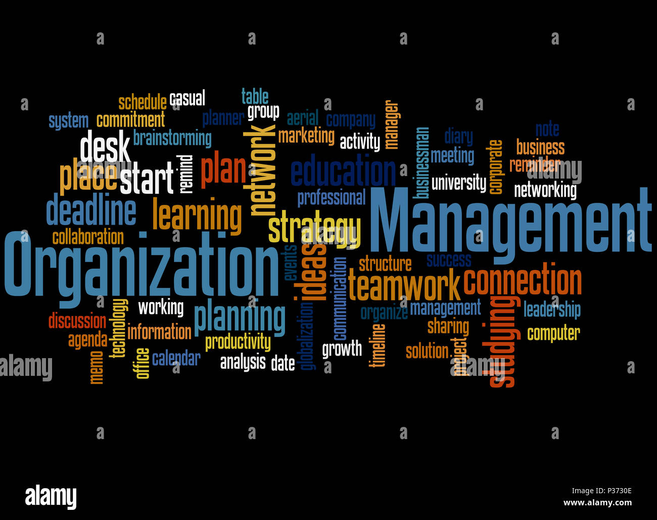 Organization Management, word cloud concept on black background Stock ...