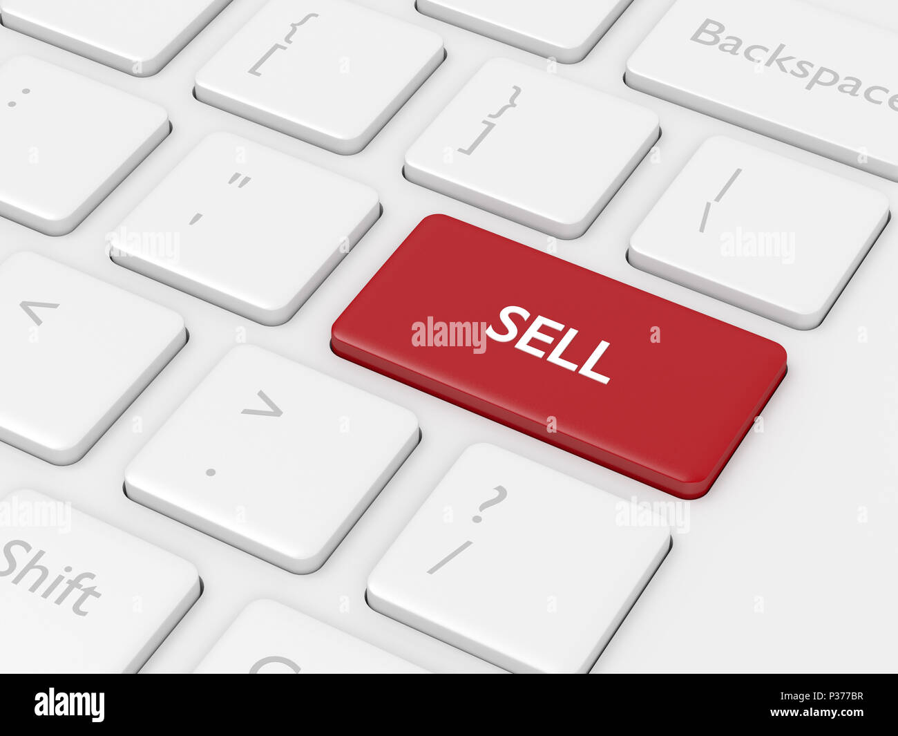 3d render closeup of computer keyboard with sell button Stock Photo - Alamy