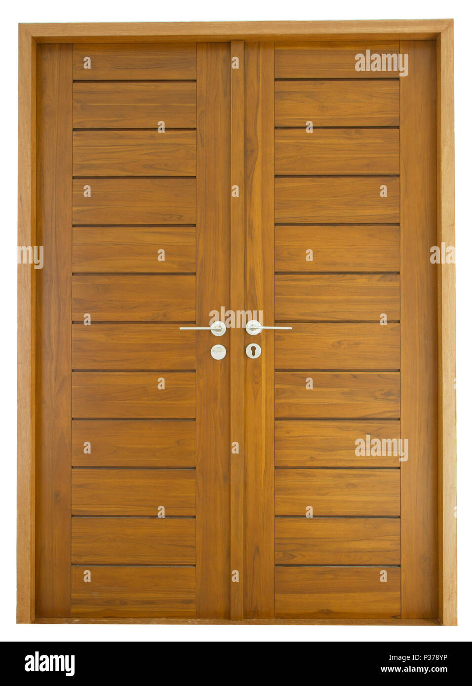 Wooden door with door handle Stock Photo - Alamy