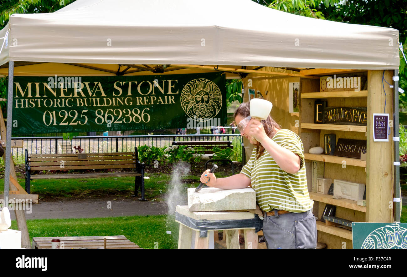 Demonstration of stone masonry in Parade Gardens Bath Minerva Stone ...