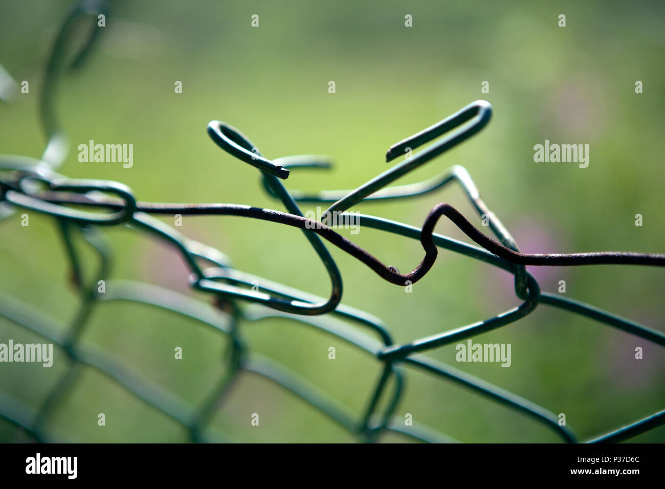 broken mesh fence as a symbol of defencelessness close up Stock Photo ...