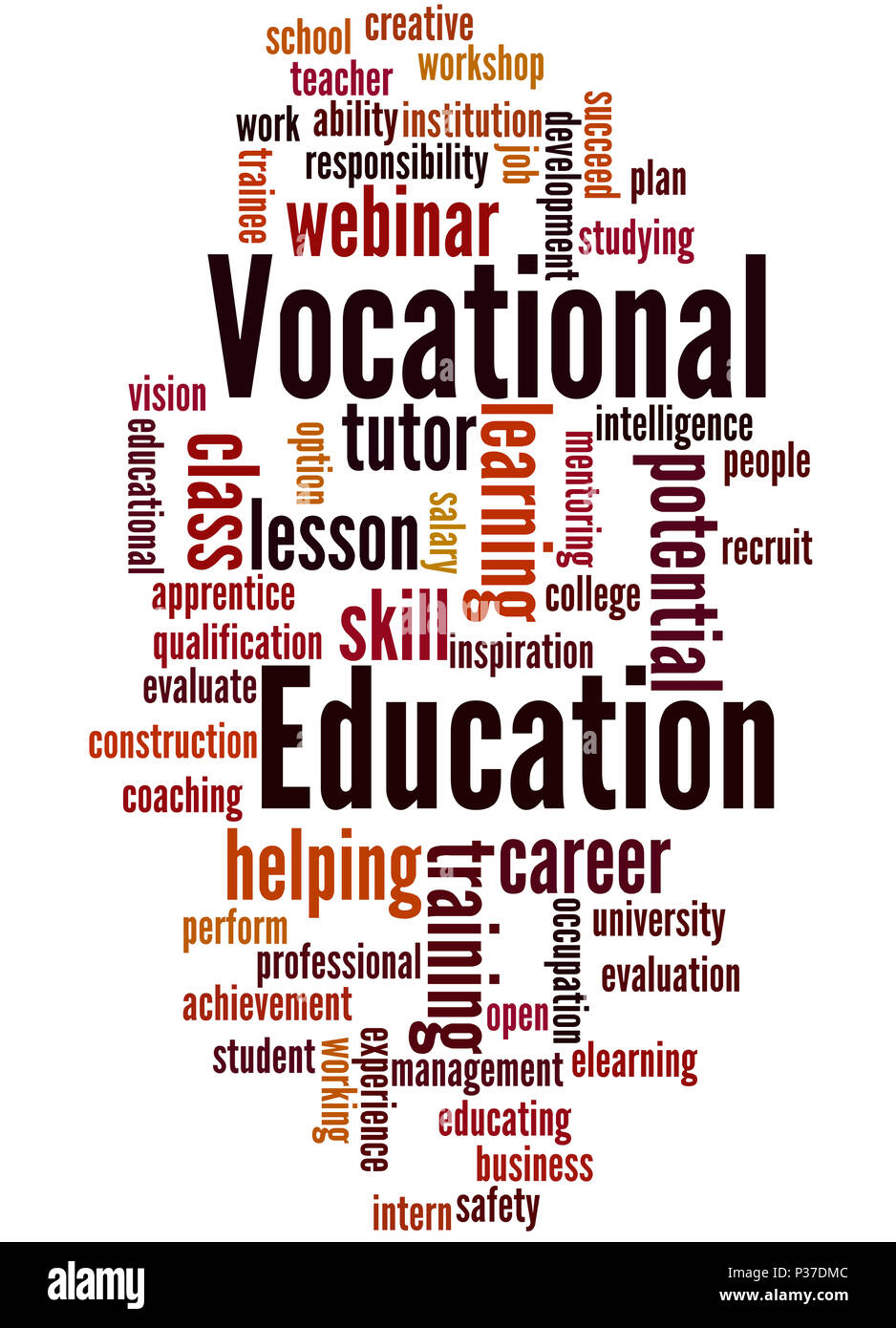 Vocational education, word cloud concept on white background Stock ...