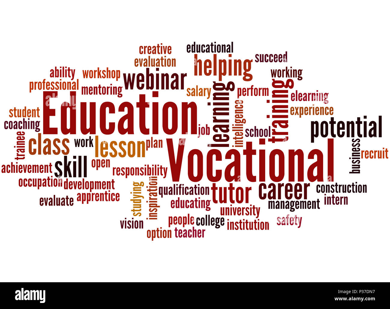 Vocational education, word cloud concept on white background Stock ...