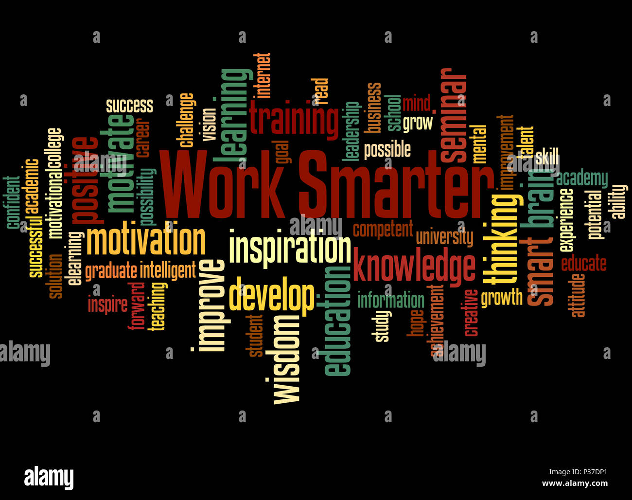 Work Smarter, word cloud concept on black background Stock Photo - Alamy