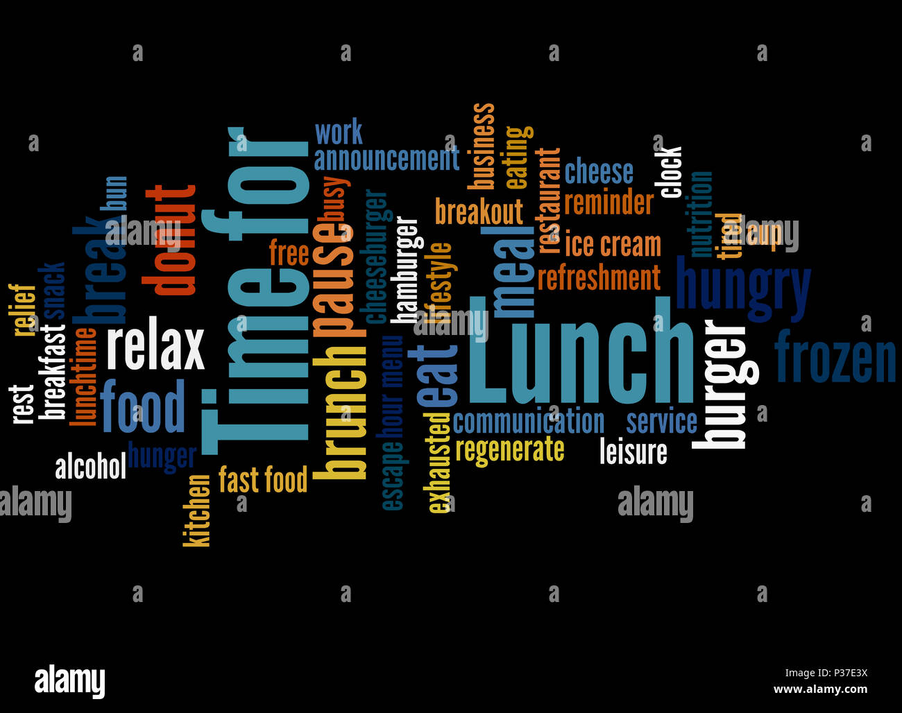 Time for Lunch, word cloud concept on black background Stock Photo - Alamy