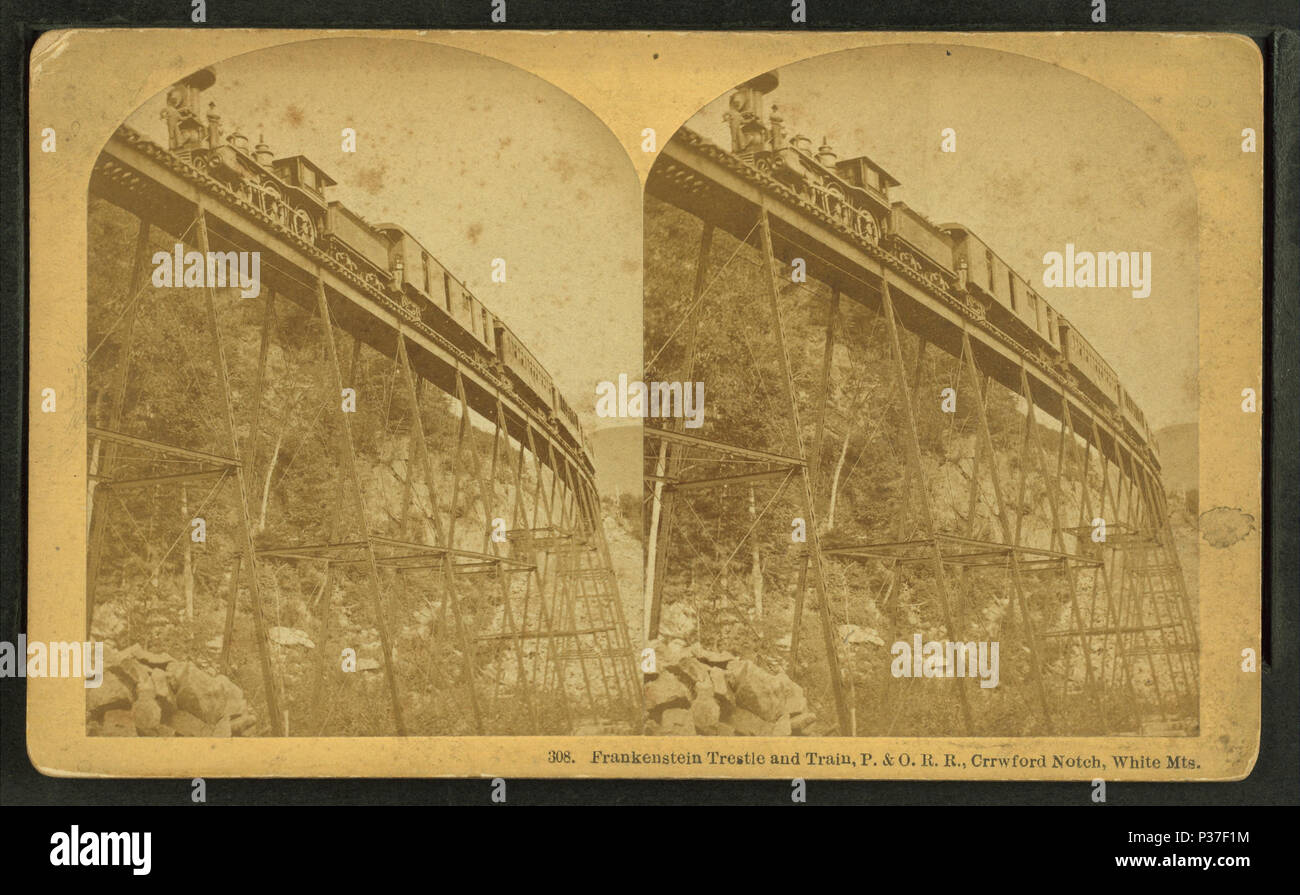 111 Frankenstein Trestle and Train, P. & O.R.R., Crawford Notch, White ...