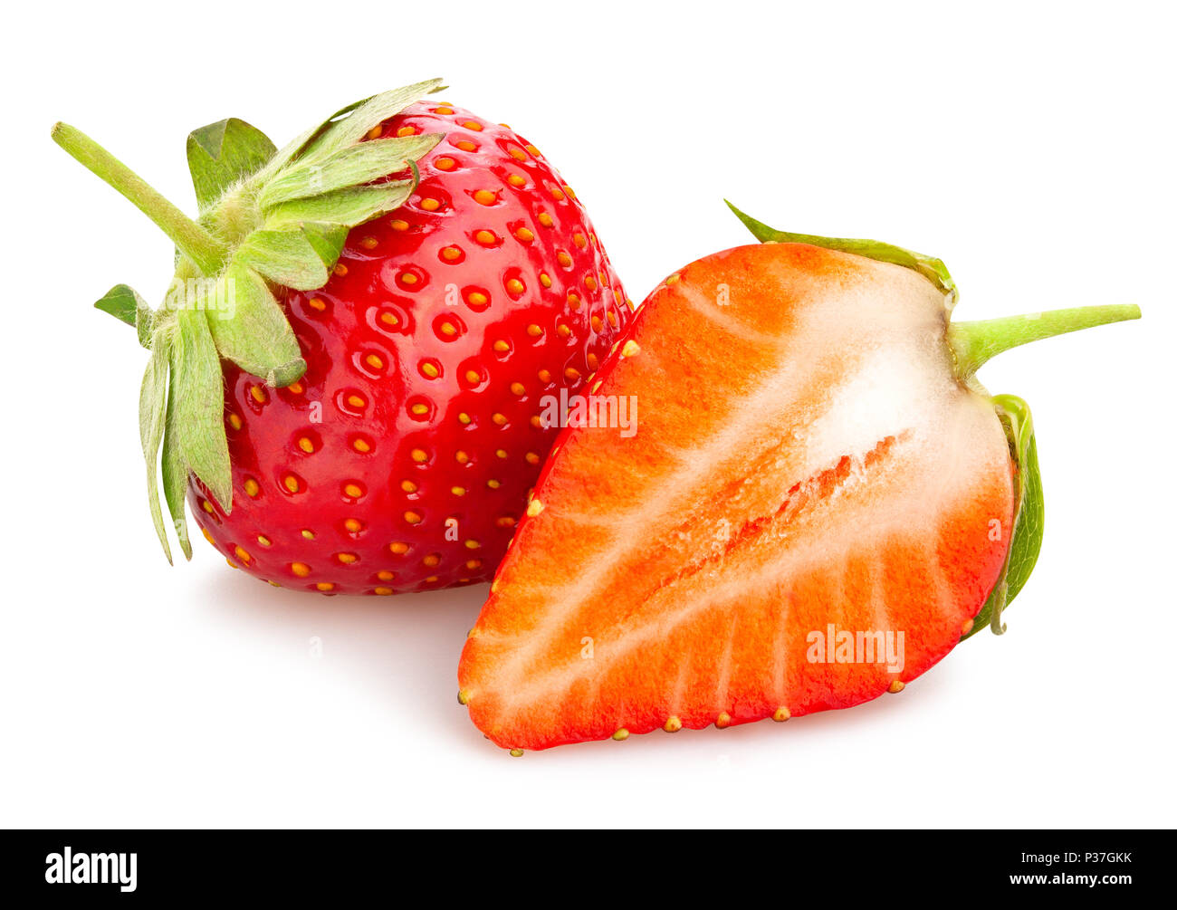 sliced strawberry path isolated Stock Photo - Alamy