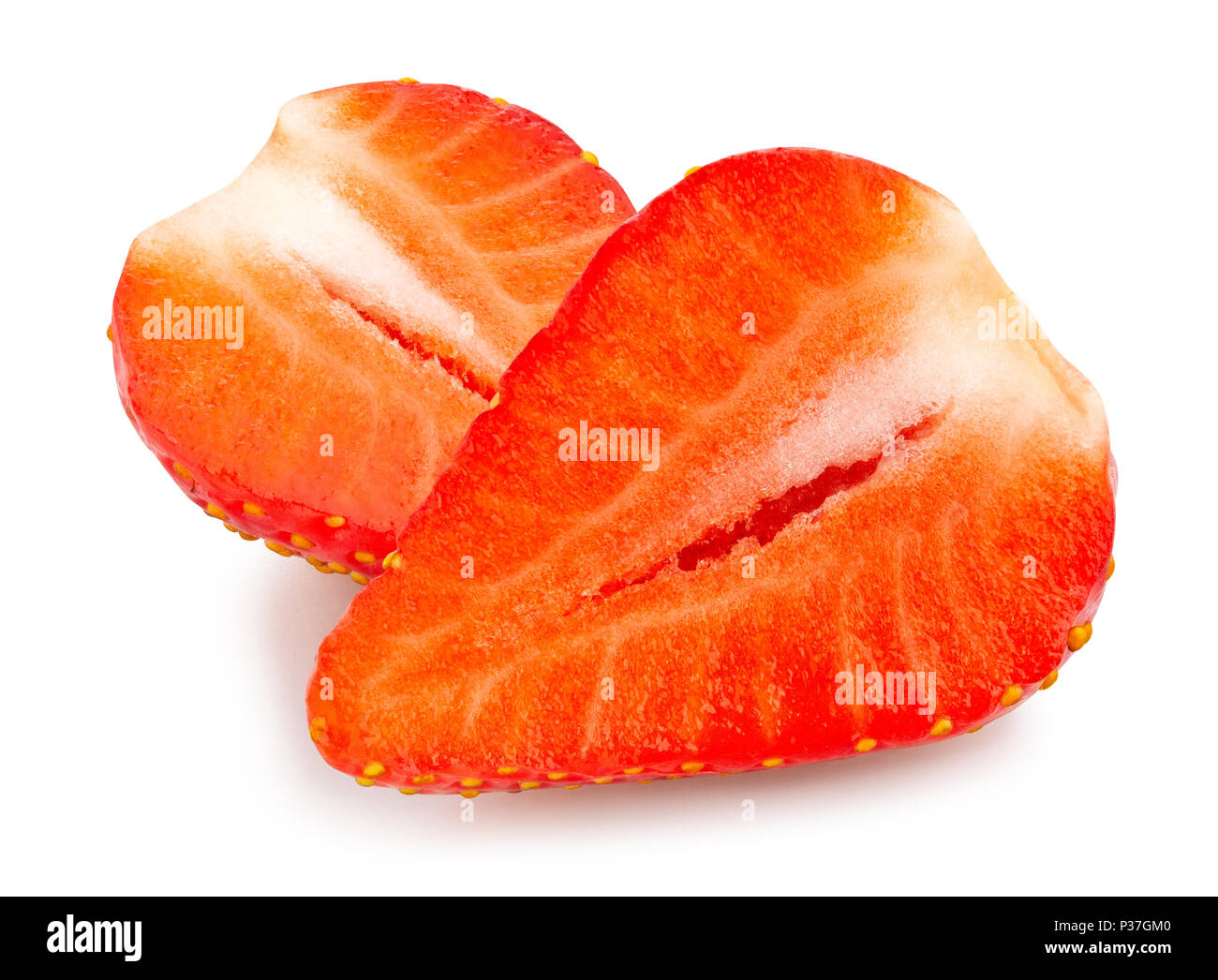 sliced strawberry path isolated Stock Photo - Alamy