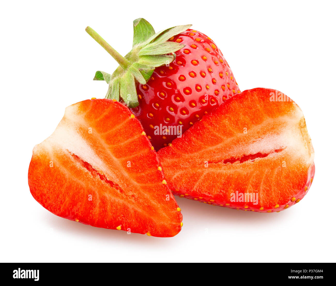 sliced strawberry path isolated Stock Photo - Alamy