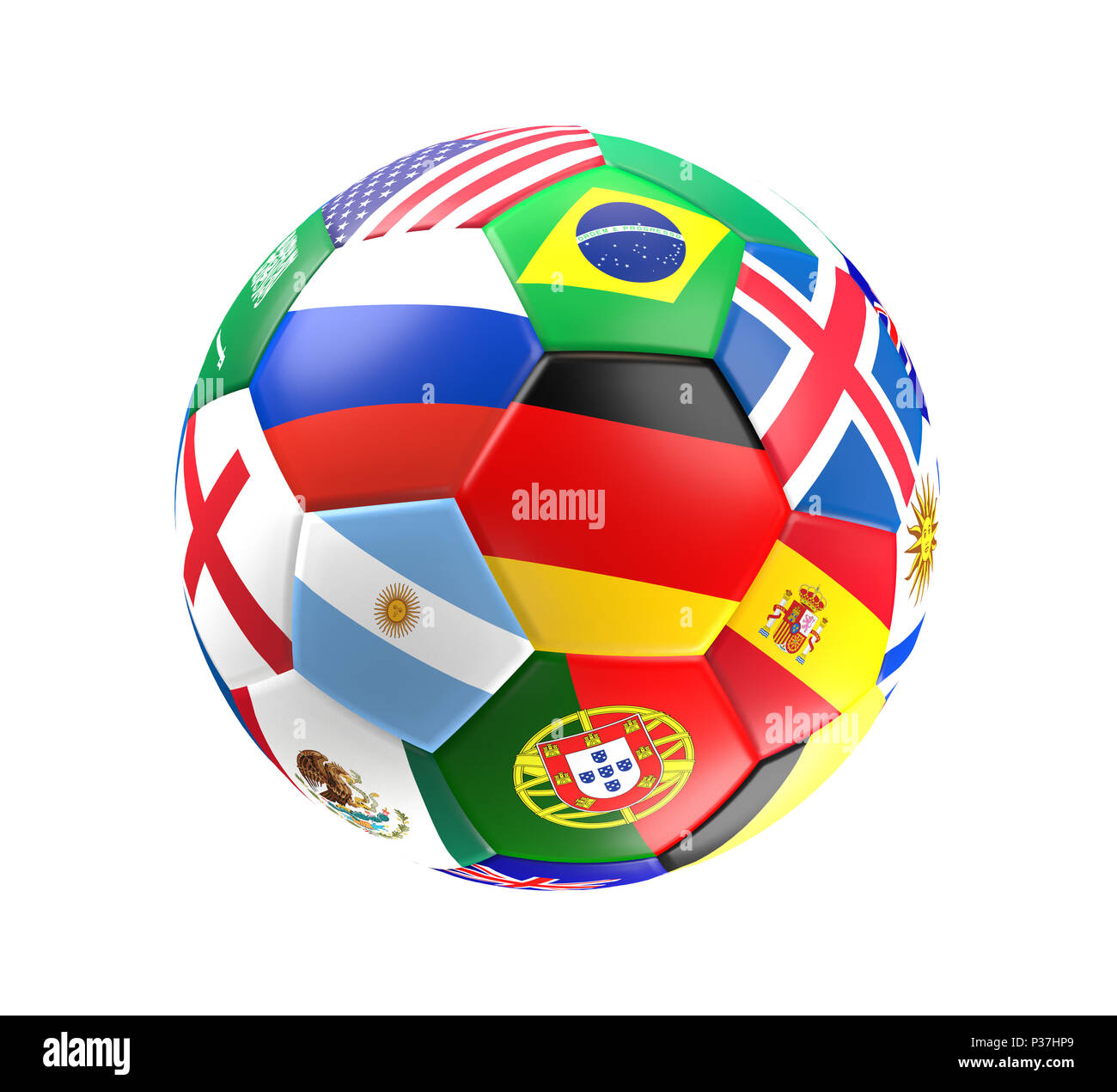 colorful soccer ball in goal 3D rendering Stock Photo - Alamy