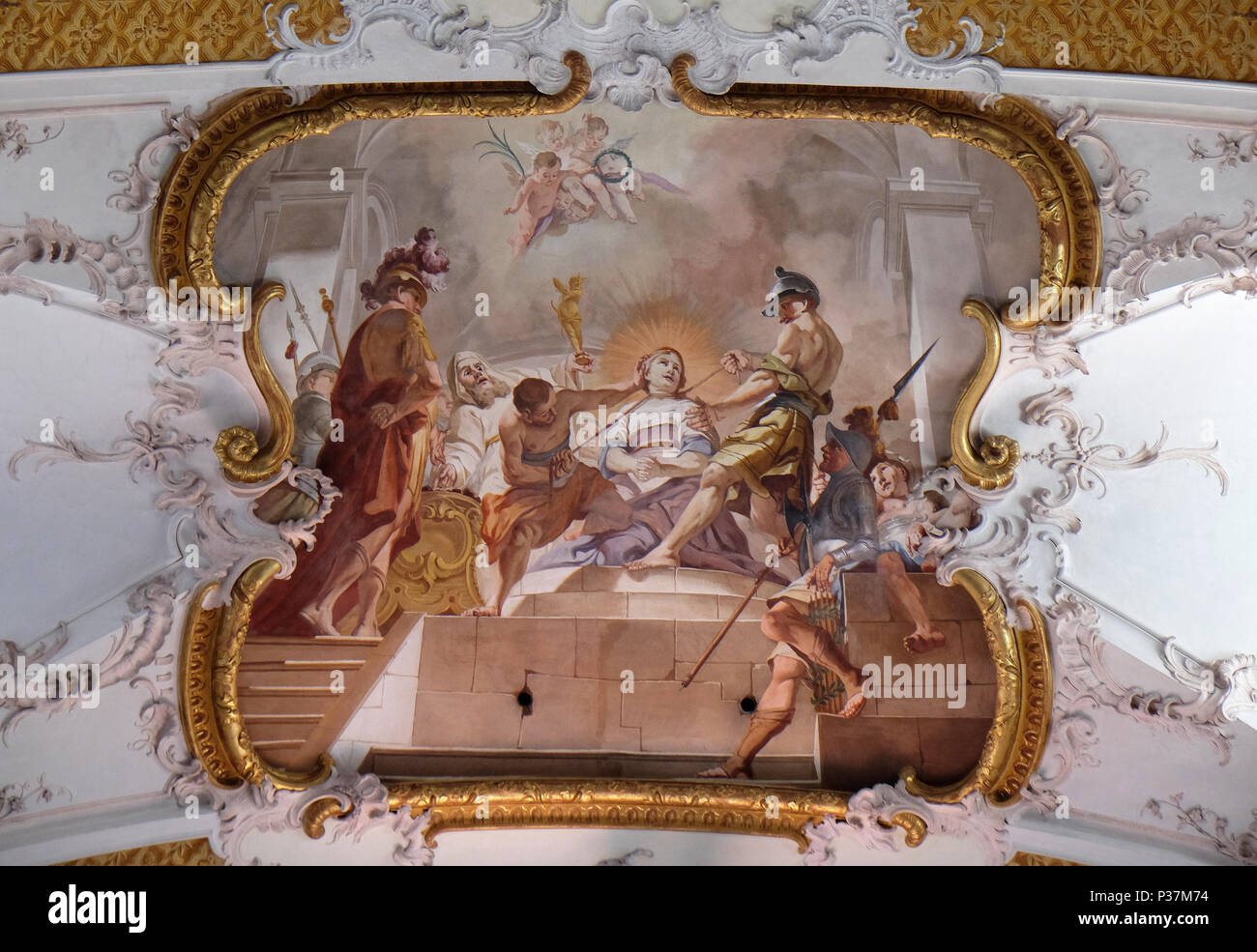 The martyrdom of St. Beatrix fresco by Matthaus Gunther in Benedictine ...