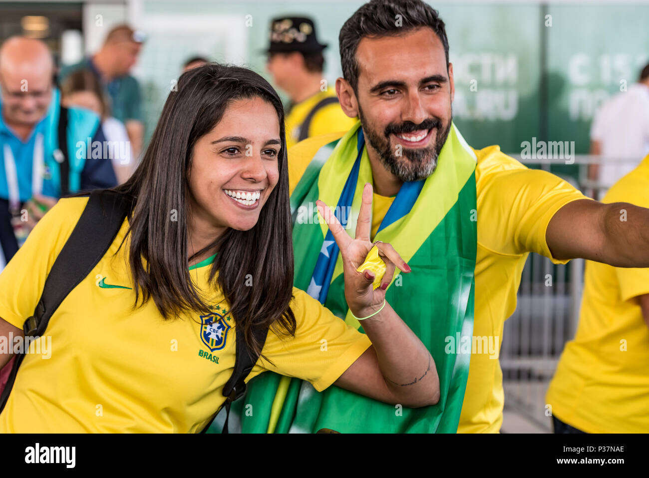 Brazil football fans cheer hi-res stock photography and images - Alamy