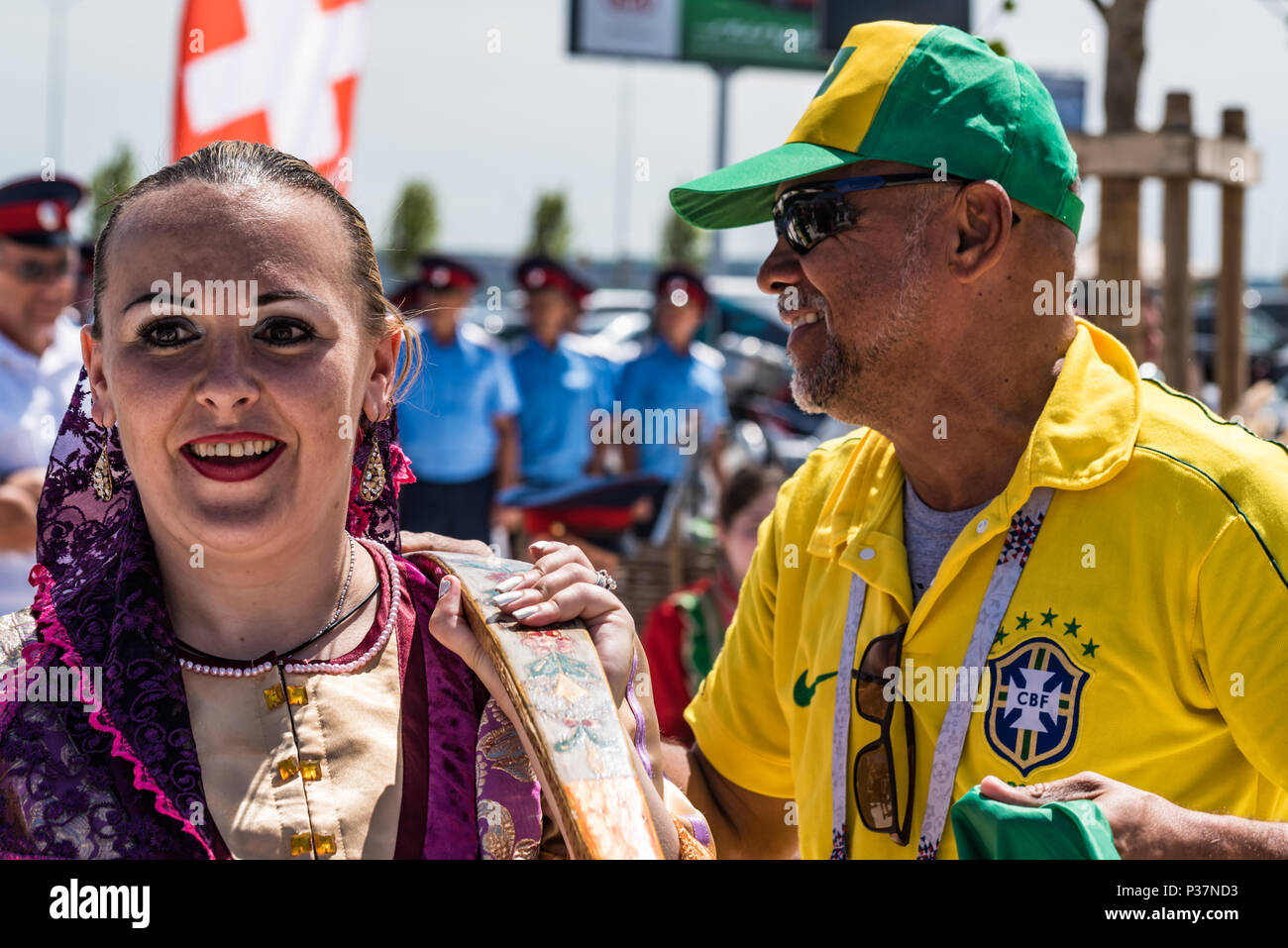 Brazil football fans cheer hi-res stock photography and images - Alamy